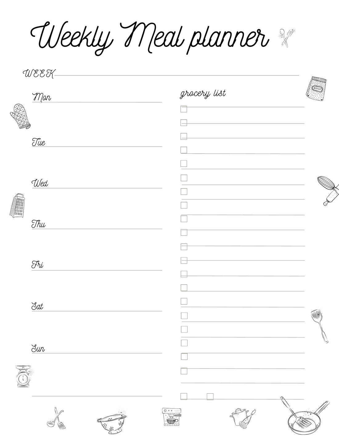 The Digital Weekly Menu Planner – Mocked